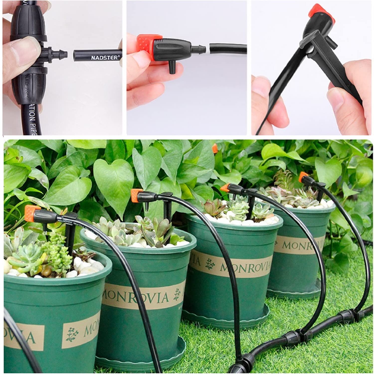 Yulaiyoen Garden Irrigation Dripper, 30 Pack Adjustable Drip Emitters Garden Succulent Watering Dripper Sprinkler for 4mm/7mm Hose for Home Succulents Plants Lawn Flower Irrigation System