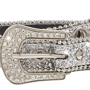 Womens Vintage Rhinestone Belt Western Cowgirls Style Sequin Diamond Bling Belts for Jeans Dress Pants