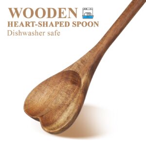 Heart Shaped Wood Spoon Long Handle Love Spoon Appetizer Serving Mixing Spoon Kitchen Utensil for Charcuterie Coffee Mothers Day Housewarming Unique