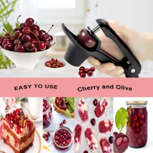 Cherry Pitter - Heavy-Duty Stainless Steel Olive and Cherry Pitters Corer Tool with Space-Saving Lock Design, Multi-Function Cherries Stoner Seed Remover Tool for Making Cherry Jam (Black)