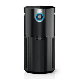 shark air purifier max with nanoseal hepa, cleansense iq, odor lock, cleans up to 1200 sq. ft. and 99.98% of particles, dust, allergens, smoke, 0.1–0.2 microns, grey, hp202 (renewed)