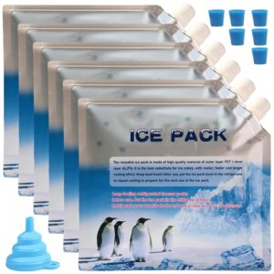 reusable ice packs for coolers, long lasting cooler ice pack, 24 to 48 hours of cold gel ice pack.lunch bag coolerit can hold 1400-1600ml of (blue 6 piece set)