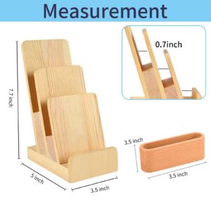 DOSTATNI 3-Tier Wood Brochure Holder With Business Card Holder Rack Flyer Holder Postcard Display Literature Holder Pamphlet Display Stand For Magazine Flyer Holder Booklets Menu Journals