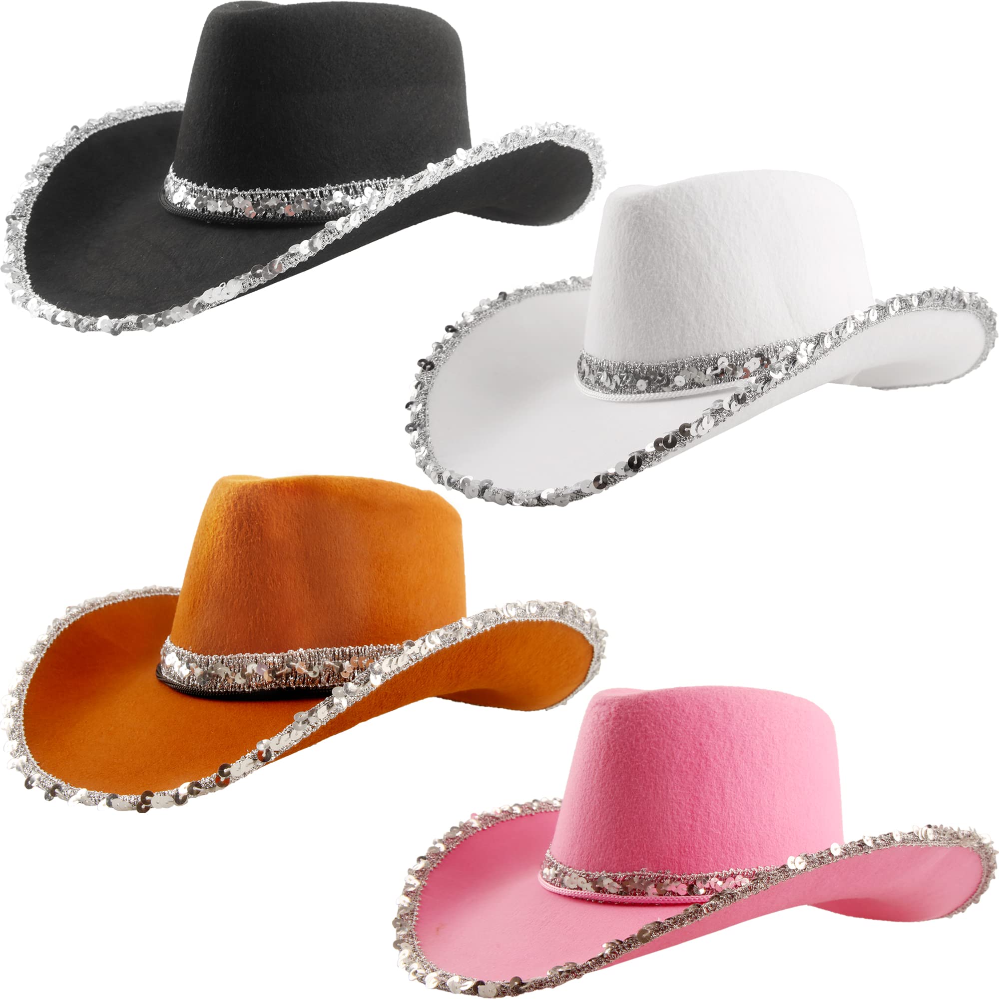 SGBETTER 4 Pack Adult Texan Cowboy Hat Country Western Cowgirl Hat Cowboy Hat for Women Cowboy Themd Party Dress up