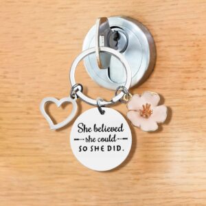 Pedenty She Believed She Could So She Did Keychain - Inspirational Gifts for Women Mom Daughter Girls Friends, Graduation Gifts for Her