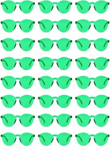 hoteam 24 pairs rimless round sunglasses bulk tinted party sunglasses transparent candy color eyewear for women men party (green)