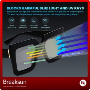 Breaksun Oversized Blue Light Glasses for Women Fashion Thick Square Computer Eyewear Non-Prescription Black Glasses (Black)