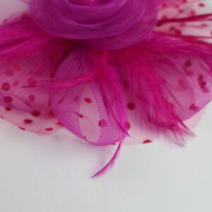 Fascinator Kentucky Hat for Women Tea Party Wedding.Church Derby Headband, 1920s Fascinator Hat with Clip-Hot Pink-01