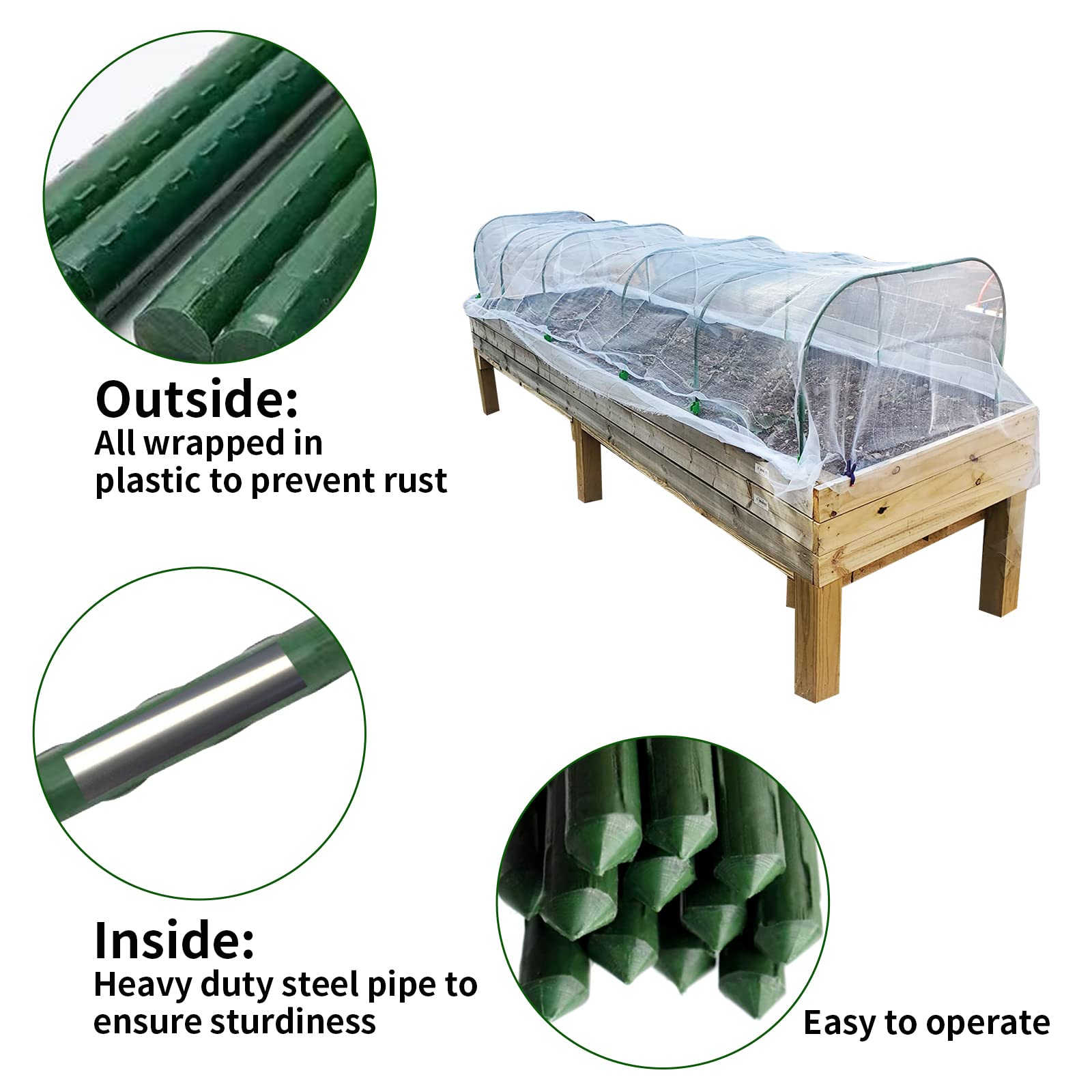 Garden Netting Kit, 6.5x10 ft Ultra Fine Mesh Netting with 6pcs Garden Hoops & 12 Clips, Protection Plant Covers for Raised Beds Vegetable Fruits Flowers Crop Greenhouse Row Cover