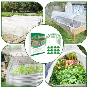 Garden Netting Kit, 6.5x10 ft Ultra Fine Mesh Netting with 6pcs Garden Hoops & 12 Clips, Protection Plant Covers for Raised Beds Vegetable Fruits Flowers Crop Greenhouse Row Cover