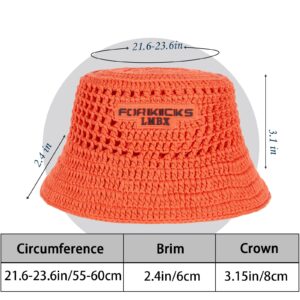 Unisex Crochet Bucket Hat - UPF 50 Sun Protection - Knit Bucket Hat for Men & Women, Reversible, Waterproof & Breathable Orange