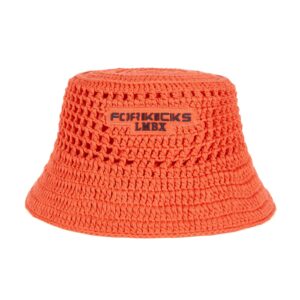 unisex crochet bucket hat - upf 50 sun protection - knit bucket hat for men & women, reversible, waterproof & breathable orange