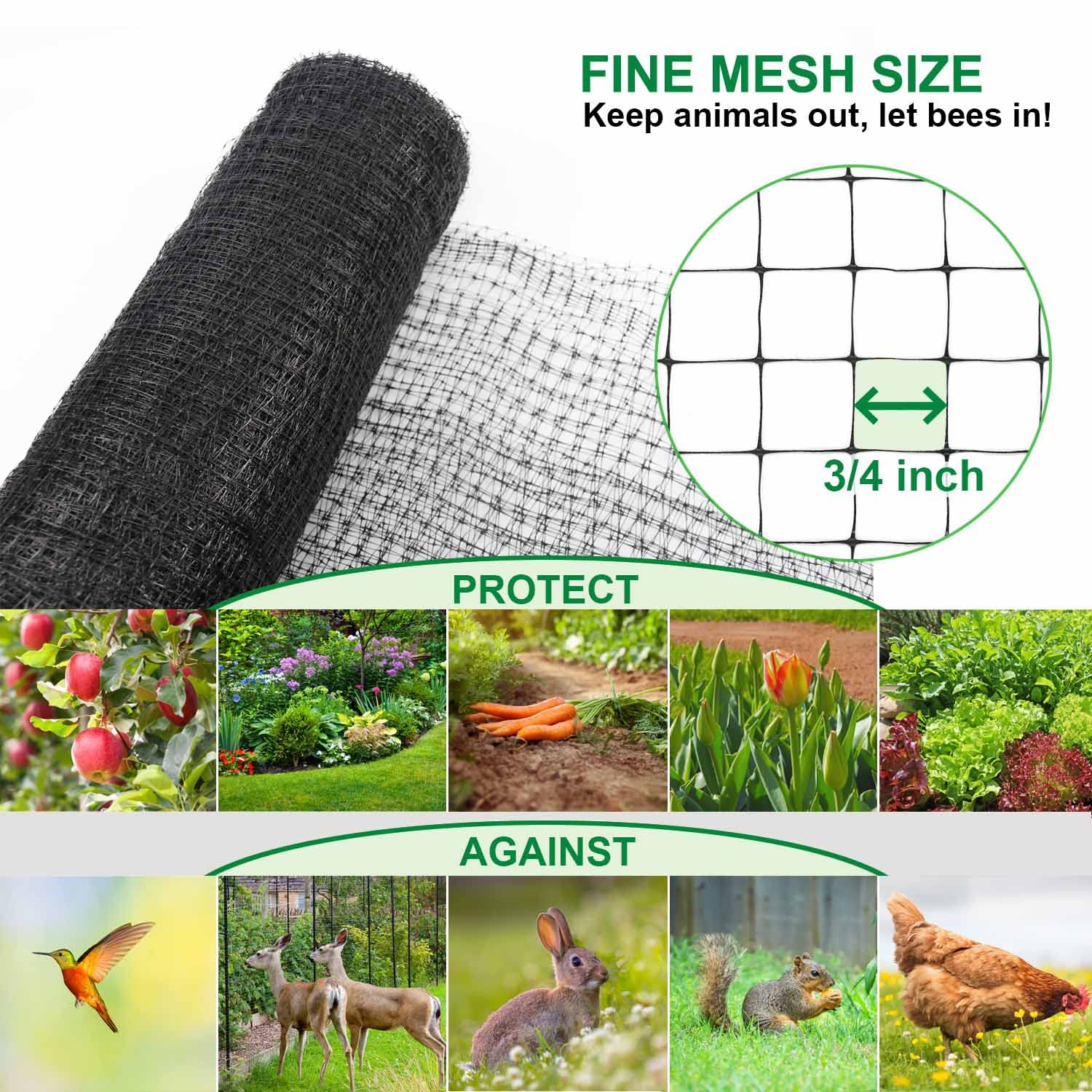 Mklsit Deer Netting Fence, 8ft x 100ft Bird Netting Heavy Duty Garden Netting for Garden Protection Fruit Trees Vegetable Plants Against Birds, Deer and Other Animals