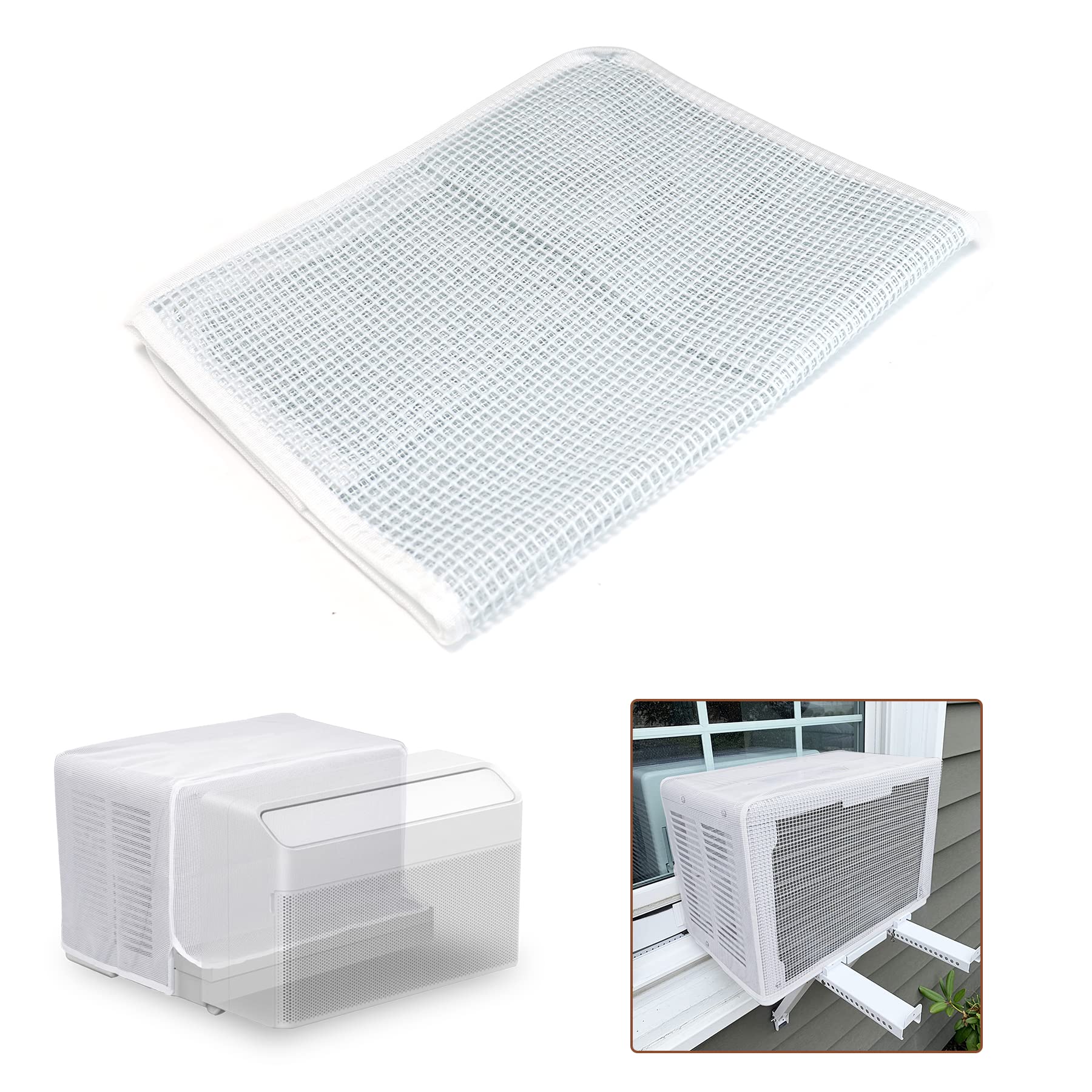 BJADE'S Window AC Cover for U-Shaped Window Air Conditioner Unit,Mesh Design Outdoor AC Covers,Dustproof & Windproof Outside Window AC Protection Cover