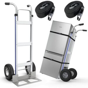 suzhi 2 wheel hand truck dolly cart heavy duty,two wheel aluminum hand truck dolly cart with wheels & 2 free straps,600lb capacity, new im for groceries,furniture,electrical appliance &large carton