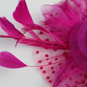 Fascinator Kentucky Hat for Women Tea Party Wedding.Church Derby Headband, 1920s Fascinator Hat with Clip-Hot Pink-01