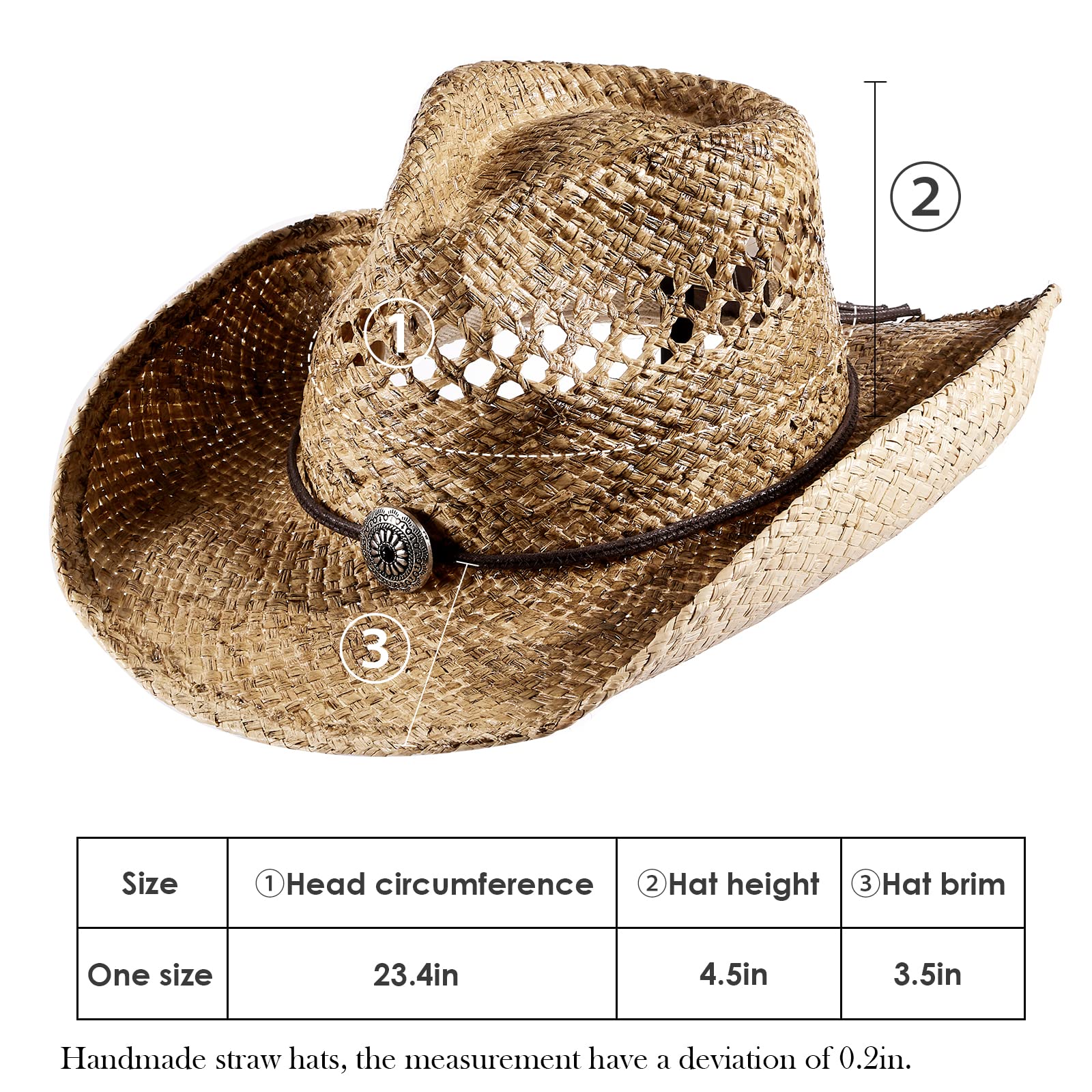 MIX BROWN Straw Cowboy Hat Western Hats for Women Cowgirl Sun Beach Hat Summer Outback Shapeable Wide Brim