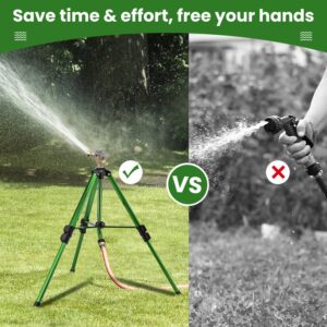 Keten Impact Sprinkler on Tripod Base, Tripod Sprinkler with 300 Degree Large Area Coverage, Extra Tall Heavy Duty Water Sprinkler for Lawn/Yard/Garden