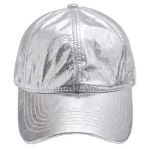 sportmusies classic adjustable baseball cap, crinkled shiny baseball caps, men women sport visitor hat, sun protection hats, silver