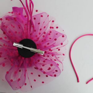 Fascinator Kentucky Hat for Women Tea Party Wedding.Church Derby Headband, 1920s Fascinator Hat with Clip-Hot Pink-01