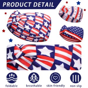 Unittype 20 Pcs Headband for Women Twisted Hair Band Bandanas Stretchy Athletic Headband Knot Unisex Wide Head Wraps for Women Yoga Running Exercise(US Flag)