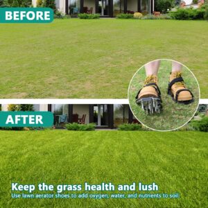 DenForste Lawn Aerator Shoes for Grass - Pre-Assembled Grass Aerator Shoes for Lawn - Soil Yard Aerator Tool for Aerating Patio Garden, Black