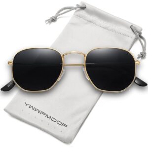 ywwpmdof polarized sunglasses for womens men trendy square hexagonal flat mirrored sun glasses uv protection