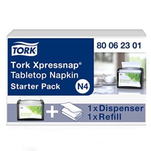 tork xpressnap tabletop napkin system starter pack black n4, dispenser and 1 x 500 one-at-a-time dispensing napkins, 80062301