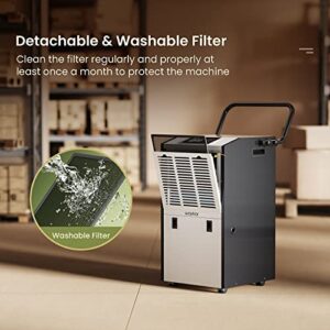 Waykar 155 Pints Large Commercial Dehumidifier with Drain Hose and Water Tank, Industrial Dehumidifier in Large Space up to 8000 Sq. Ft for Home, Basements, Whole House, Library, 5-Year Warranty