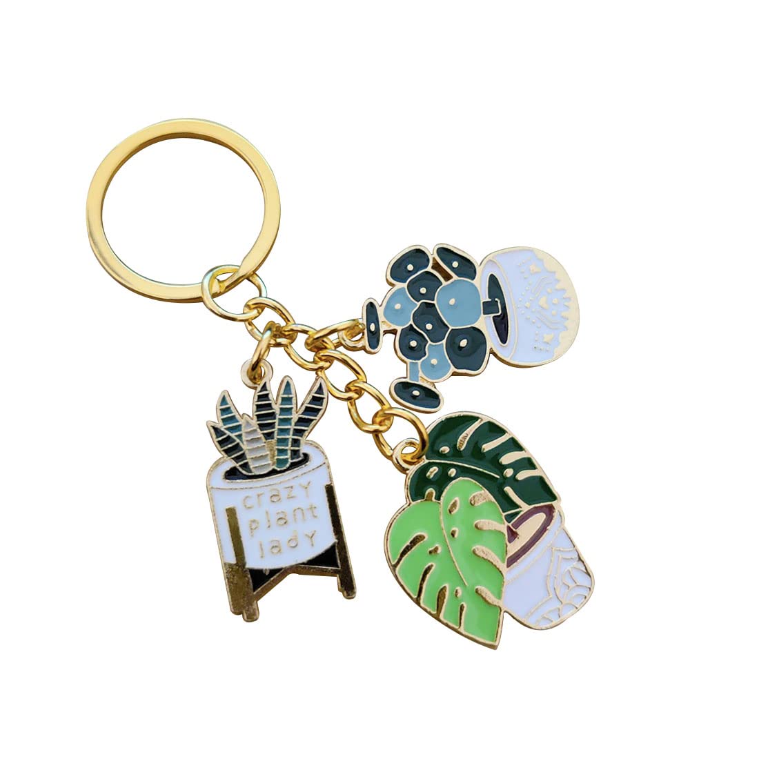 Meimimix Cute Fashion Keychain Ladies Succulent Potted Succulent Shaped Keychain Golden Car Keychain Jewelry for Friends