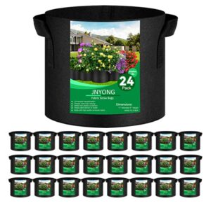 jnyong 24-pack 5 gallon thickened non-woven grow bags, aeration fabric pots with handles