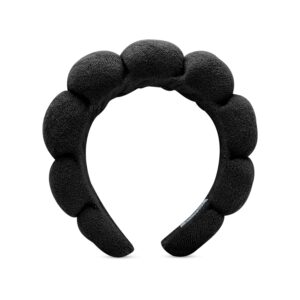 spa headband for washing face, makeup, facial and skincare. bubble skin care head band. puffy terry cloth, non slip get ready hairband for women, teens, girls. cute hair accessories.