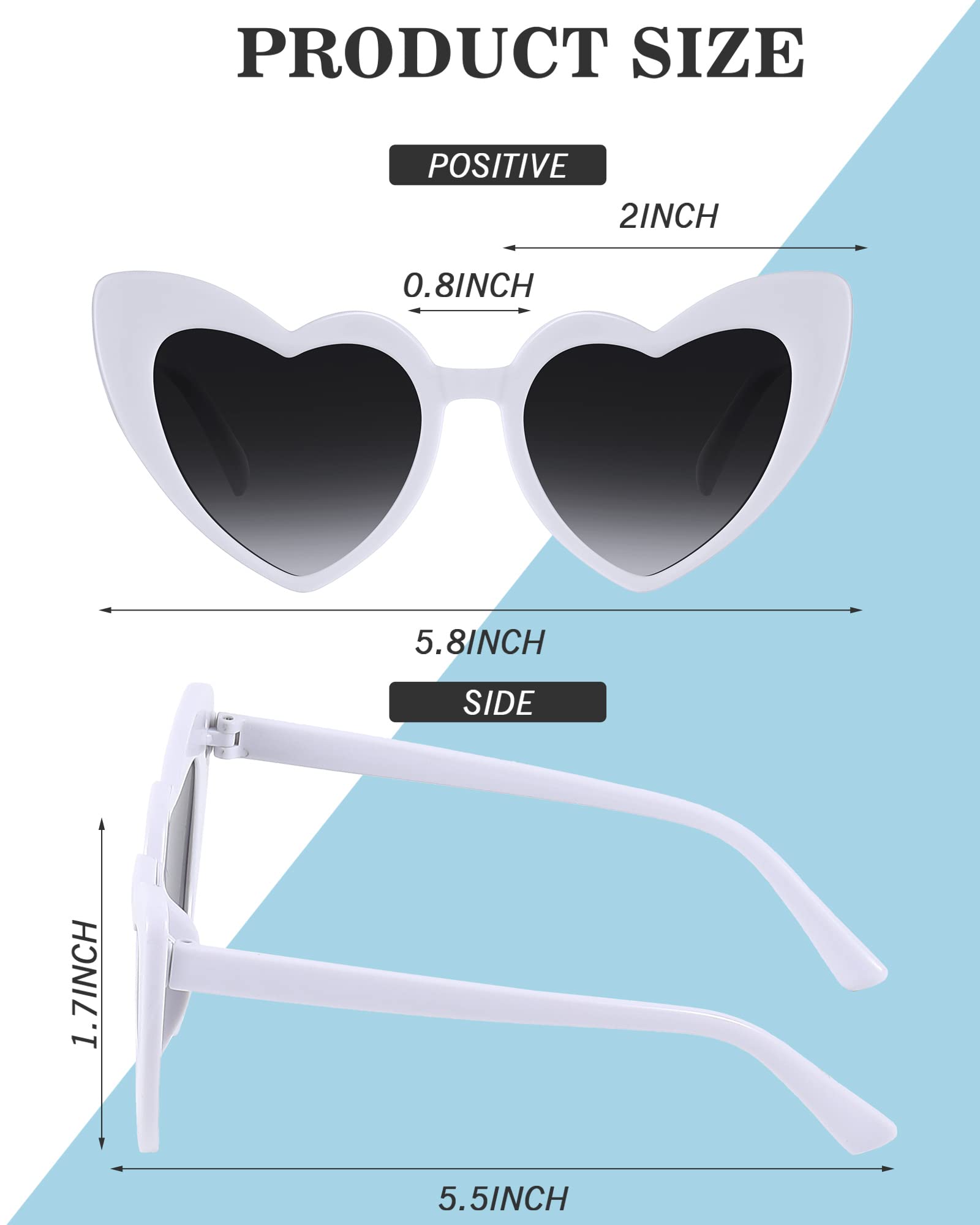 Hoteam 100 Pairs Heart Shaped Sunglasses Bachelorette Sunglasses Bulk Bachelorette Party Decorations Glasses Women for Wedding (White)