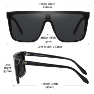 SHES Oversized Square Sunglasses for Women Flat Top Shield Shades Trendy Big Siamese Lenses SH1008