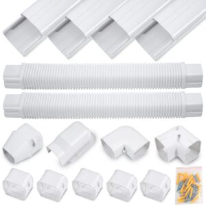 dwale 3" 17ft pvc decorative line set cover kit, mini split line set cover,for ductless mini split air conditioner and central ac and heat pumps