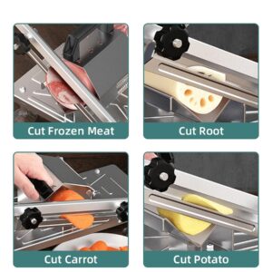 Koconic Stainless Steel Food Slicer,Manual Frozen Meat Slicer Beef and Mutton Roll Meat Cleavers Machine for Home Cooking of BBQ Hot Pot