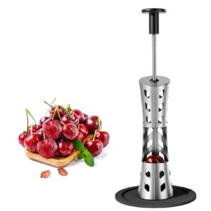 newness cherry pitter, premium cherry pitter remover tool, 304 stainless steel cherry seed remover, durable cherry stoner fruit pit corer deseeder kitchen tool, press type, more labor saving