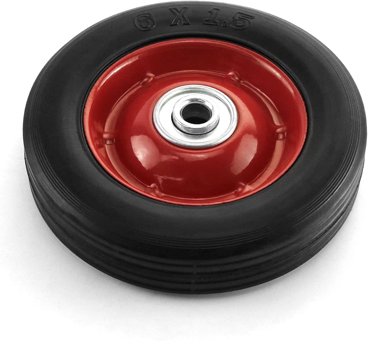 JDYYICZ 2 Pack 6" x 1.5",1/2" Axle, Premium Rubber Wheel with Ball Bearing, Hand Truck Wheel, Capacity up to 132 lbs