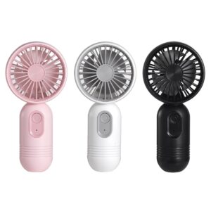 [portable mini fan 3-pack] handheld personal small fan with 3-speed for travel, usb rechargeable battery operated eyelash fan, black&white&pink