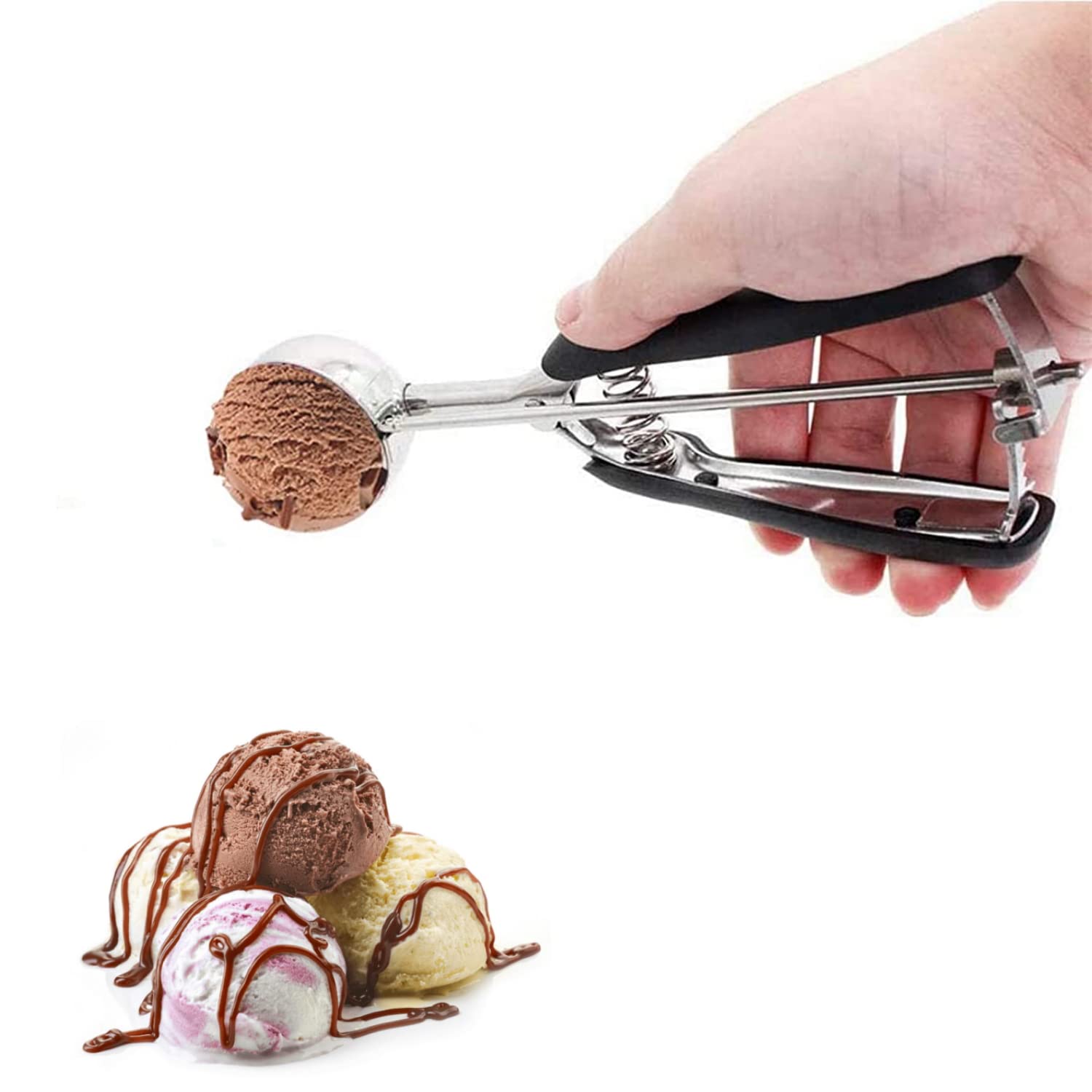 Ice Cream Scoop, 18/8 Stainless Steel Cookie Scoop, Cookie Scoops for Baking, 2 Tbsp/ 30 ml/ 1 oz Cookie Dough Scoop, Ice Cream Scooper with Trigger Release, Cookie Scooper for Baking, Cupcake Scoop