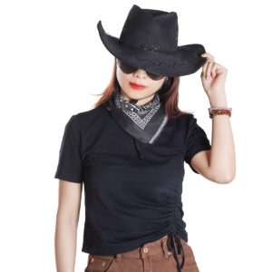 choyaxo Western Cowboy Costume Set Including Cowgirl Hat Heart Shaped Sunglasses and Bandana for Halloween，Black