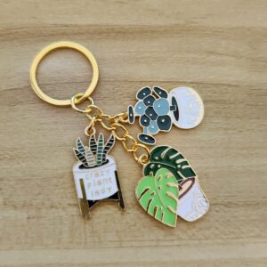 Meimimix Cute Fashion Keychain Ladies Succulent Potted Succulent Shaped Keychain Golden Car Keychain Jewelry for Friends