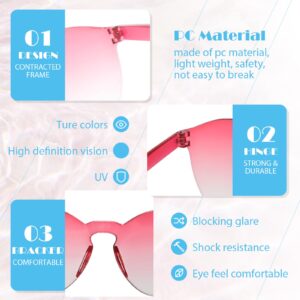 Hoteam 24 Pairs Colored Glasses Transparent Rimless Sunglasses Candy Color Tinted Glasses Cool Round Eyewear Fun Retro Eyeglasses for Women Girls Adult Teen Bachelorette Cosplay Party