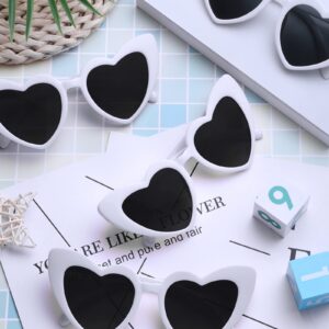 Hoteam 100 Pairs Heart Shaped Sunglasses Bachelorette Sunglasses Bulk Bachelorette Party Decorations Glasses Women for Wedding (White)