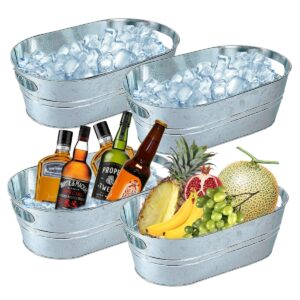 4 pack galvanized tub 4 gallon ice bucket large metal drink buckets for parties beer beverage tub with carry handles for champagne cocktails wine cooling for mimosa bar supplies