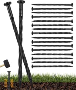 100pack 8-inch plastic landscape edging spikes landscape anchoring nail spiral landscape stake for weed barrier, paver edging, landscape edging, artificial turf, grass pathway and more