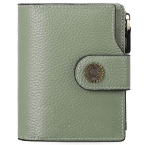 falan mule women's lightweight genuine leather wallet, includes card holders, rfid-blocking, lightweight, photo & id holder, green