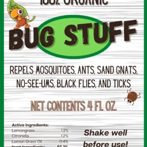 Bug Stuff All Natural Bug Spray | Keeps All Flying & Biting Insects Away | Bug Spray for Children & Pets | Made from 100% Organic Ingredients | 4 FL OZ Spray Bottle