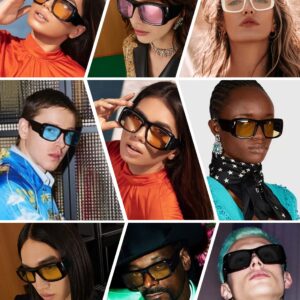 TIANYESY Y2K Sunglasses for Women Men Fashion Visor Sun Glasses Stylish Square Designer Shades (Yellow)