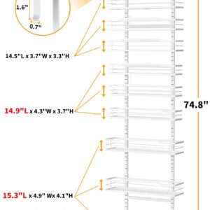 Moforoco White 9-Tier Over The Door Pantry Organizer, Pantry Organization And Storage, Metal Hanging Spice Rack Shelves Door, Home & Kitchen Essentials, Laundry Room Bathroom Organization